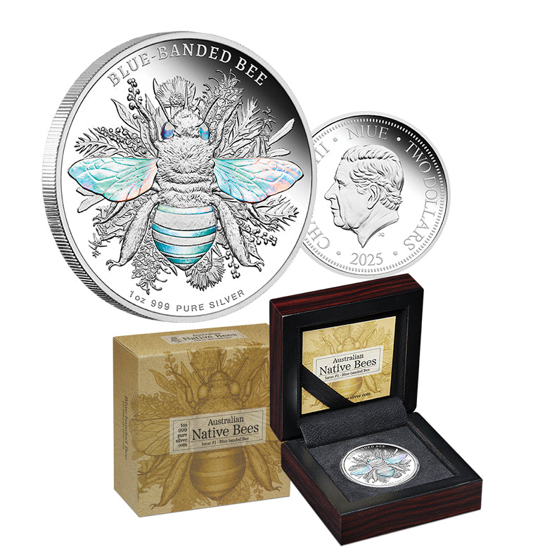 Australian Native Bees - Blue-banded Bee 2025 1oz Silver Proof Hologra ...