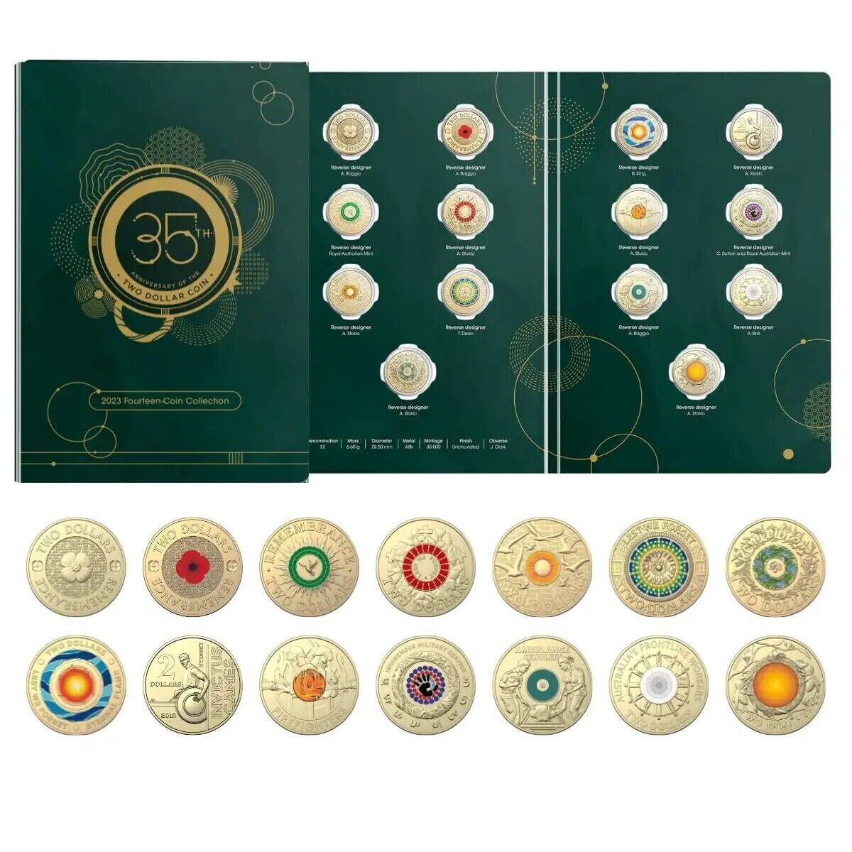 2023 14 Coin Collection – Fourteen $2 Set 35th Anniversary Two Dollar ...