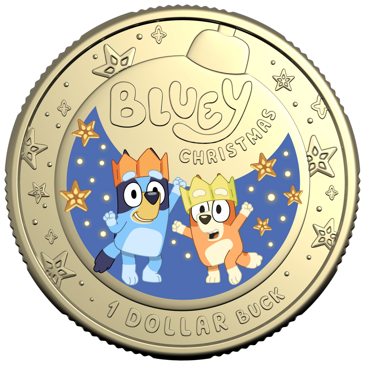 2025 $1 Coloured Uncirculated Coin – Bluey Christmas – Aussie Coins Direct