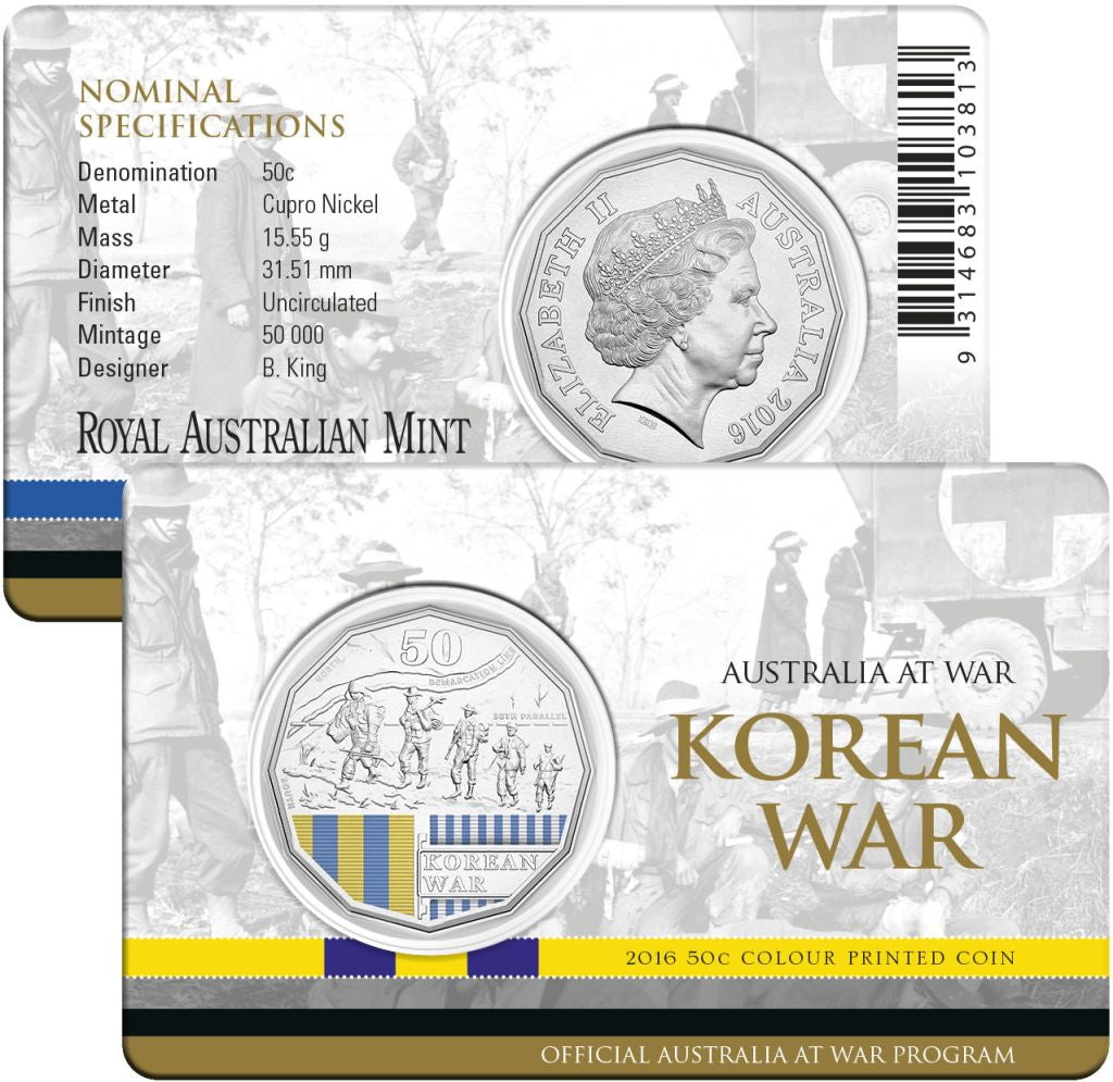 2014 Australia at War Korean War 50 Cent Uncirculated in Card – Aussie ...