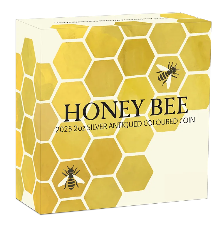 Honey Bee 2025 2oz Silver Antiqued Coloured Coin – Aussie Coins Direct
