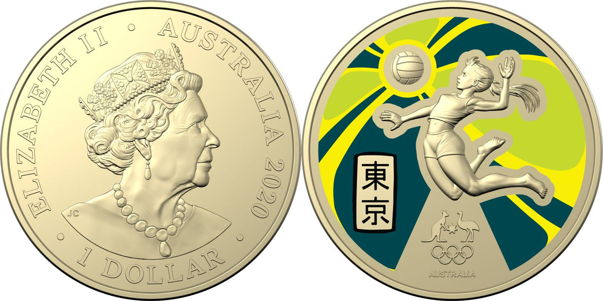 2020 $1 Coloured Frosted Coin - Going to Tokyo! - Australian Olympic T ...
