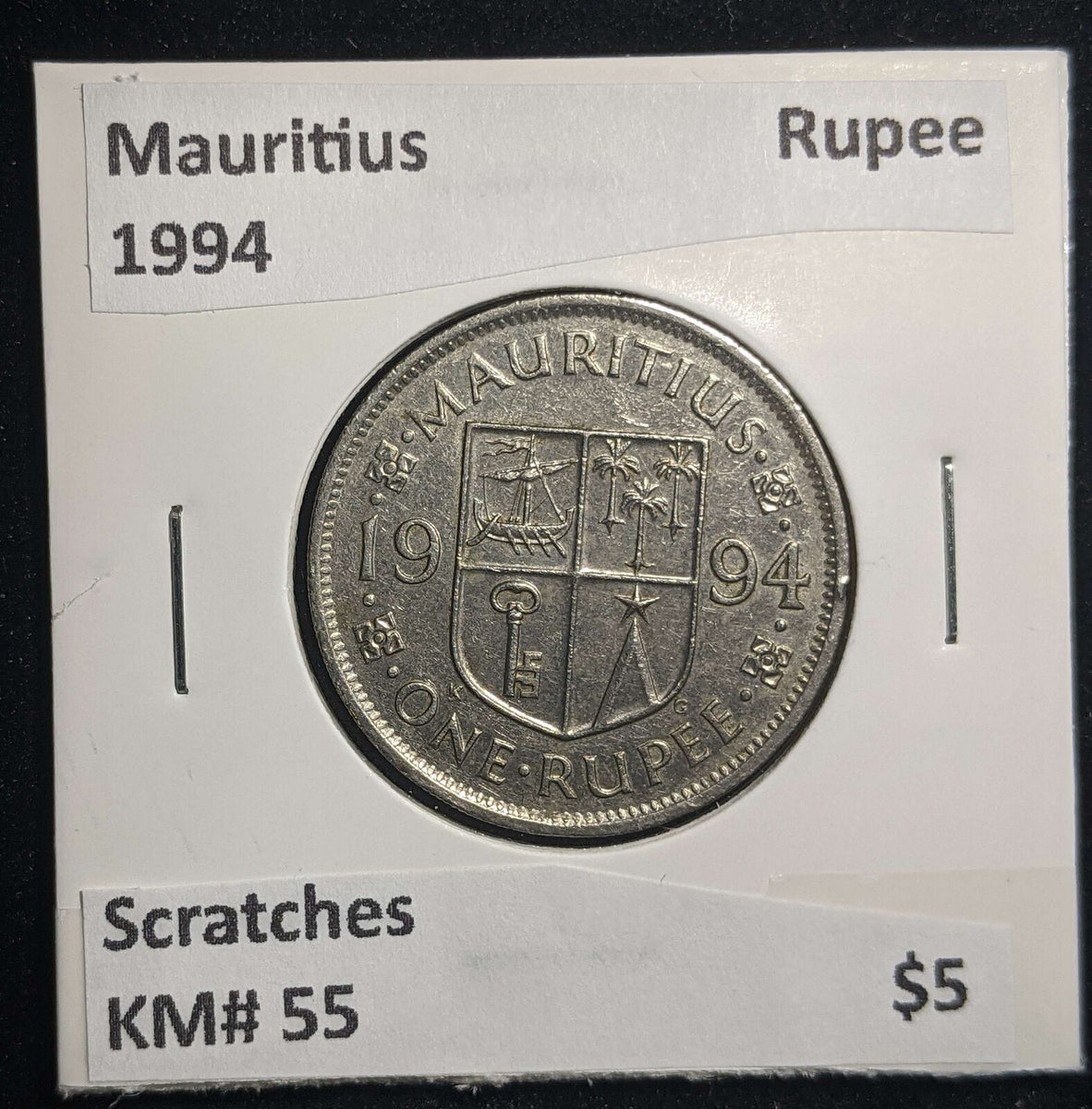 Mauritius 1994 Rupee KM# 55 Scratches #0069 #13B – aussiecoinsdirect